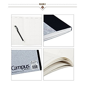 Kokuyo Campus Diary, Free Schedule, Monthly Appointments, 8.3'x5.8' A5 size, 24 Sheets/48 Pages, Gray, Japan Import (NI-CF103N)