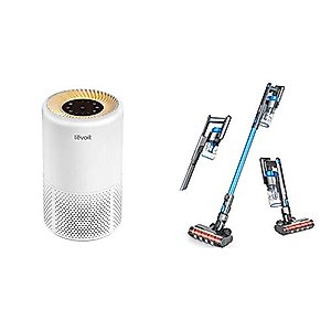 LEVOIT Air Purifiers for Home Allergies and Pets Hair, H13 True HEPA Air Purifier Filter, Vista 200 & LEVOIT 4 in 1 Cordless Vacuum Cleaner 40min-Running for Home Hard Floor Pet Car, Blue & Gary