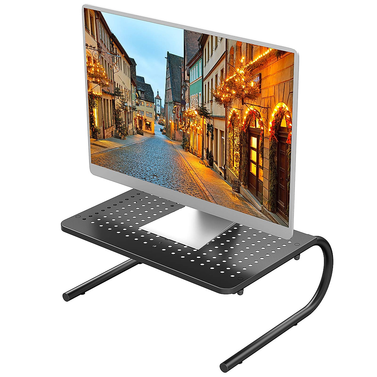 ERGO TAB Metal Monitor Stand Riser with Vented Metal for Computer, Laptop, Notebook, Printer, Ergonomic 14.5 Platform 4 Inch Height (EBLL2),Black