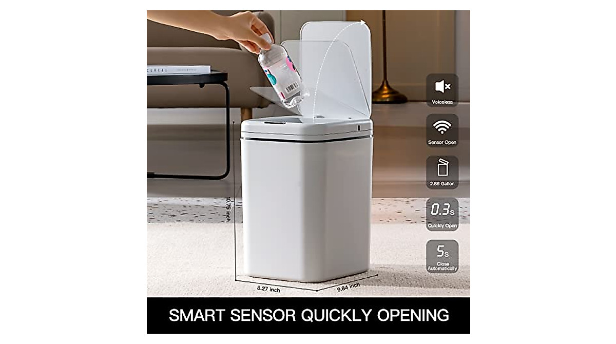 2.8 Gallon Motion Sensor Bathroom Trash Can | Touchless