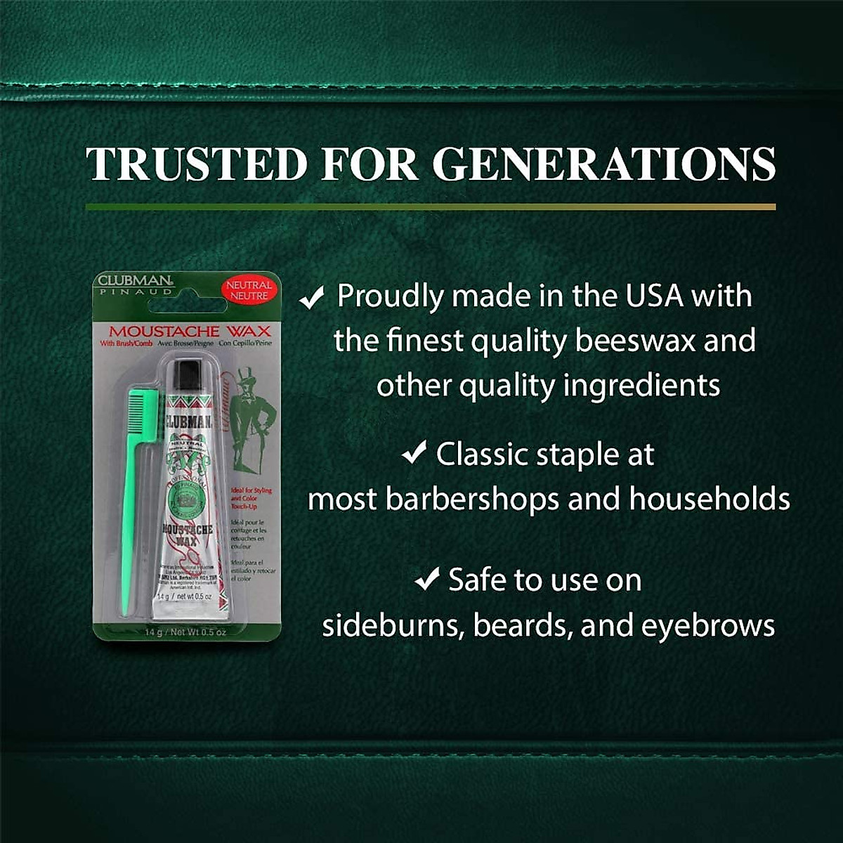 Clubman Moustwax With Brush White (Neutral) (2 Pack)