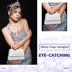 Silver Evening Bag Glitter Party Clutches Handle Women's Evening Handbags Small Bride Wedding Purses for Women Crossbody Cocktail Prom Handbags