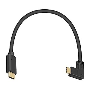 Poyiccot USB C to USB C Cable 1feet, USB 3.1 USB C Right Angle Cable, 60W PD 90 Degree USB C Cable, Short Type C to Type C Cable 10Gbps USB C Charger Cable for Samsung Galaxy S20, MacBook Pro