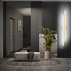 Ralbay 48" Gold Vanity Lights 48W Frosted Aluminum Modern LED Gold Bathroom Vanity Light Fixtures Over Long Mirror Modern Gold Bath Lighting 6000K White Light (IP65 Waterproof)