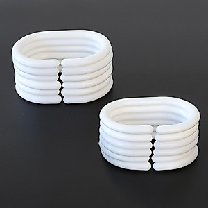 12 pcs Shower Curtain Rings Plastic Shower Curtain Hooks C-Shaped Rings Hook Hanger Bath Drape Loop Clip Glide for Bathroom Shower Window Rod(White)