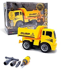MUKIKIM Construct A Truck - Dump. Take it Apart & Put it Back Together + Friction Powered(2-Toys-in-1!) Awesome Award Winning Toy That Encourages Creativity! …
