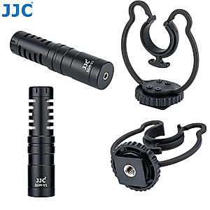 JJC SGM-V1 Shotgun Video Microphone, Cardioid Microphone Condenser Mic Vdeomicro w/Shock Mount, Furry Foam Windscreen, Electret Condenser, 3.5mm TRS TRRS Cable, for Andoid Phone DSLR Camcorder