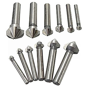 Dtacke 6PC 90 Degree 3 Flute Chamfering End Mill Cutter Drill Bit HSS Chamfer Countersink Bits Set