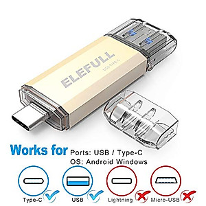 Type C USB Flash Drive 256GB 128GB 64GB 32GB for Android Smart Phones Computer Laptop USB-C 3.0 High Speed Copay Photos Videos Music etc.(32GB)