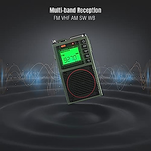 Raddy RF75A APP Control Shortwave Radio, Portable AM/FM/VHF/SW/WB Receiver with Bluetooth, Pocket Radio Rechargeable w/ 9.85 Ft Wire Antenna