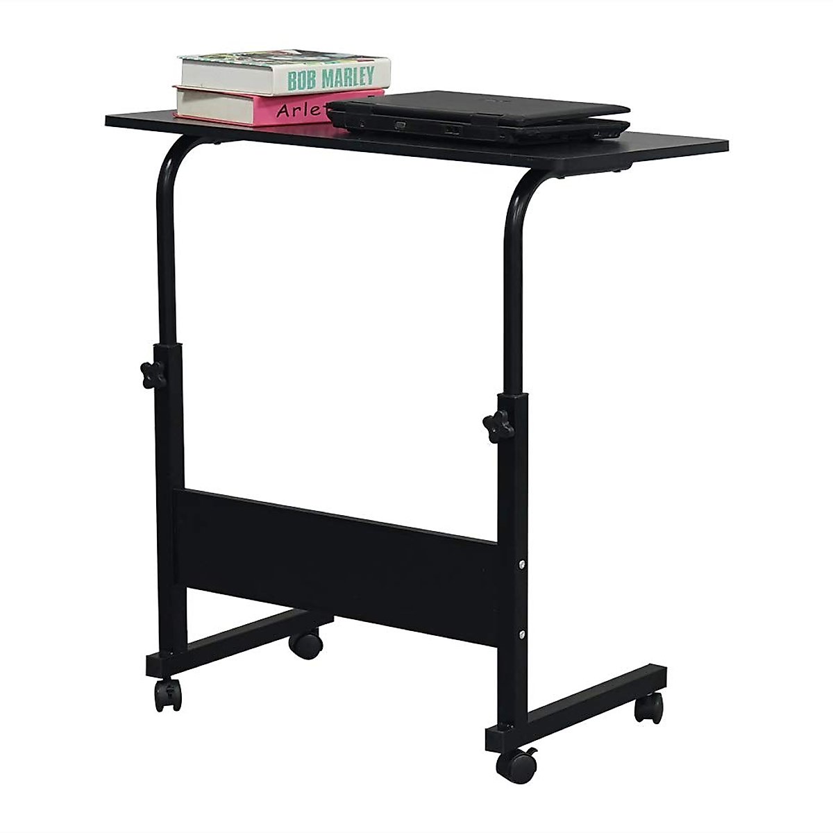 Adjustable Height Mobile Computer Desk Rolling Computer Desk, Height Adjustable Mobile Laptop Stand Desk Rolling Cart, Mobile Small Standing Desk Portable Rolling Laptop Desk Overbed Bedside Desk
