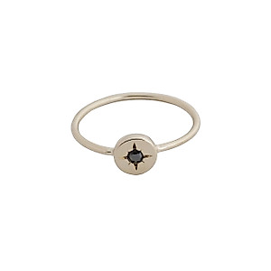 Honeycat Tiny Inner Compass Crystal Disc Ring in Gold, Rose Gold, or Silver | Minimalist, Delicate Jewelry (Gold, 6)