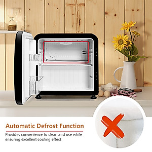 COSTWAY Compact Refrigerator, 1.6 cu ft. Single Door Small Fridge with Adjustable Temperature 32℉ to 50℉, Auto Defrost, Reversible Door, Removable Glass Shelves, Mini Fridge for Bedroom, Apartment (Black)