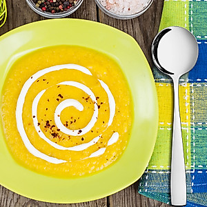 Nicesh 16-Piece Stainless Steel Round Soup Spoons, Round Bouillon Spoons