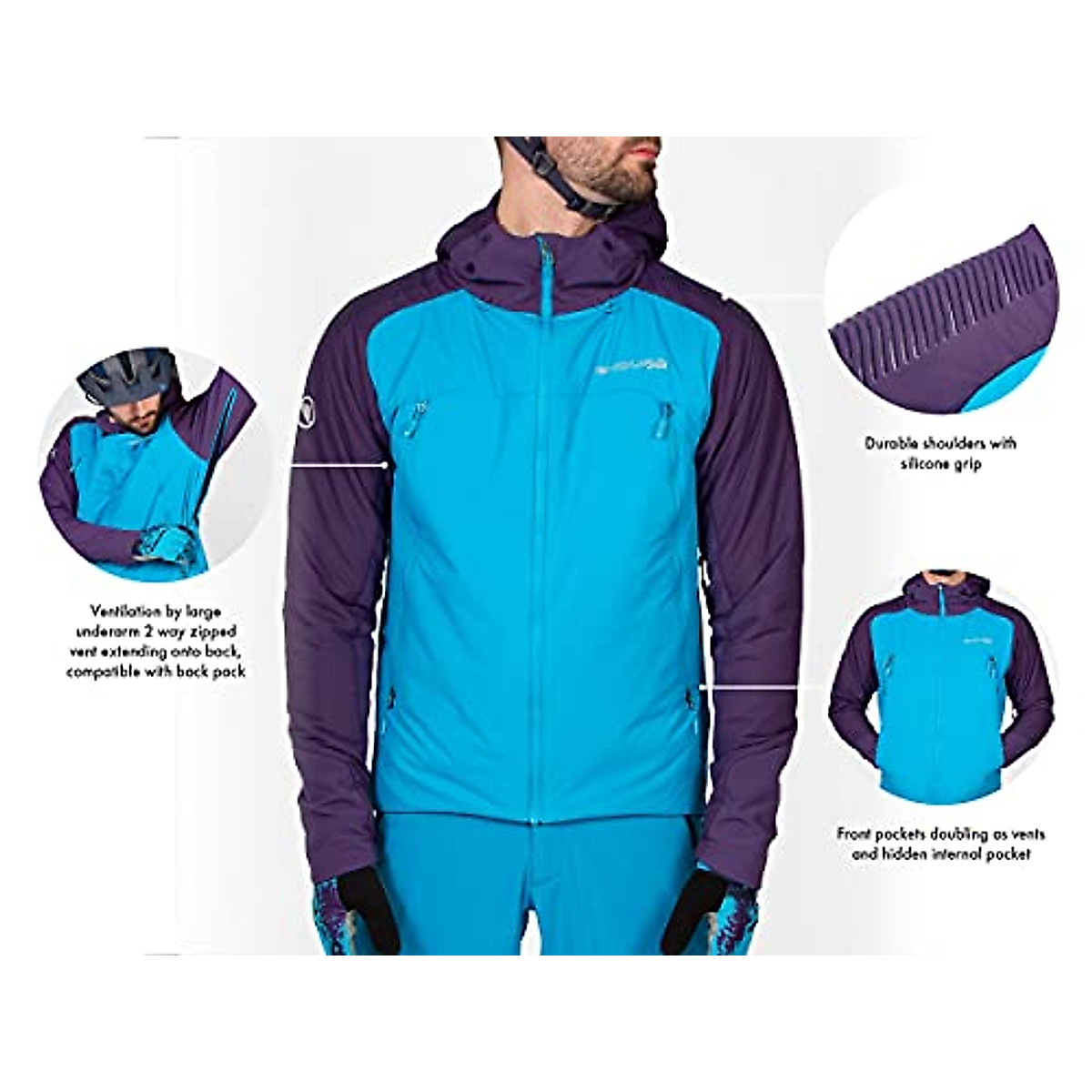 Endura Mens MT500 Mountain Cycling Jacket Freezing Point - Electric Blue, Large