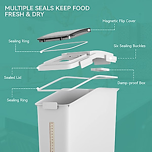 YITAHOME 90L/190lb Large Ingredient Flour Storage Bins, Commercial 20.6 Gal(11.4+5.8+3.4 Gal) Rice Storage Containers, 500 Cups Food Storage Bin with Wheels, Scoop and Lid, for Kitchen, White