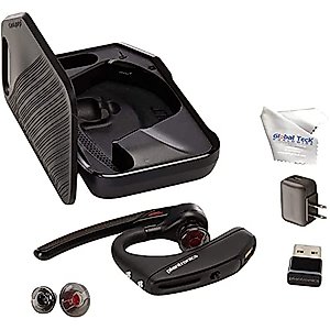 Poly Plantronics Voyager 5200 UC Bluetooth Headset Bundle - GTW Wall Charger, USB Dongle, Plantronics Charging Case 206110-01-B, for Avaya J179, Smartphones, PC, MAC, Tablet, Softphones, Zoom, Webex
