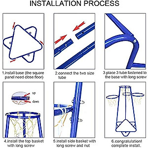 Anditt Kids Basketball Hoop Portable Basketball Stand with 4 Hoops at Varying Heights and 3 Balls Toy Set for Age 3 Years and Up for Toddlers Indoor and Outdoor Sport Games (Blue)