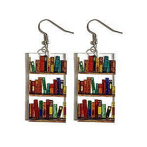 Acrylic Bookcase Earrings Dangle Book Shelves Earrings for Graduation Teachers Student Gift