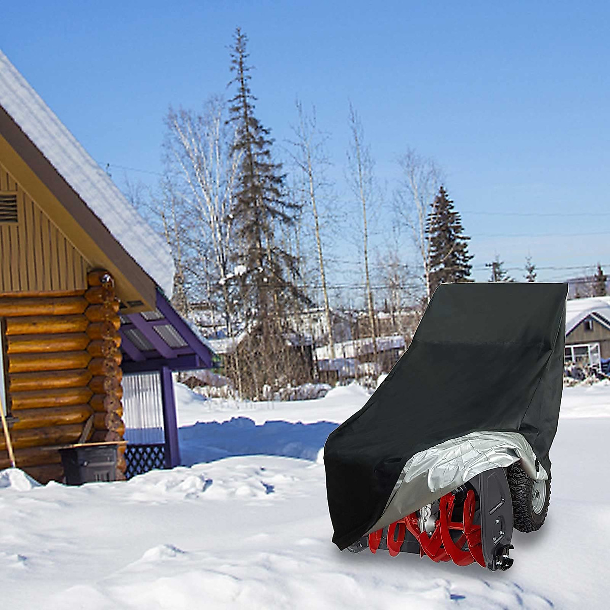 SaferCCTV Snow Blower Cover, Fabric Waterproof Snow Thrower Cover Dust Snow Proof Thower, Outdoor Protection Universal for Electric 2 Stage Snow 47" x 32" x 40", Black