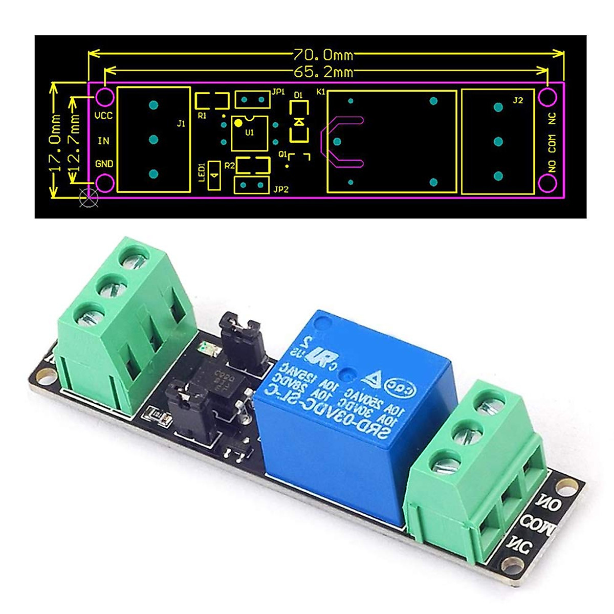 3v Relay Board for Raspberry Pi Arduino Relay Module 1 Channel Opto-Isolate High Level Trigger for IOT ESP8266 Microcontrollers Development Board
