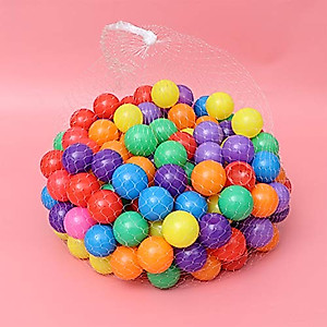 LIOOBO 200 Pcs Crush Proof Plastic Ball Colorful Ocean Ball Pool Play Balls for Baby Kids Toddlers (Macaron Mixed Color Mesh Bag Packing)