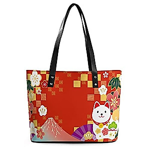 Womens Handbag Japan Style Pattern Leather Tote Bag Top Handle Satchel Bags For Lady