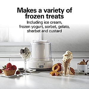 Hamilton Beach Electric Automatic Ice Cream Maker, Frozen Yogurt, Sorbet, Custard 1.5 Quart, White (68880)