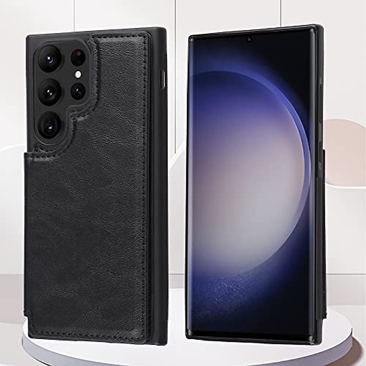 Kedoo for Samsung Galaxy S23 Ultra Wallet Case with Card Holder,PU Leather RFID Blocking Card Slot,Double Magnetic Clasp and Durable Shockproof Cover, Black.