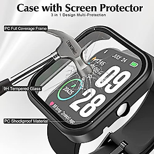 Polyjoy [2 Pack] Screen Protector Case Compatible with TOZO S2 44mm smartwatch, Hard PC case Protective Screen Bumper Sensitive Touch Full Coverage Case for TOZO S2 44mm smartwatch(Clear+Black)