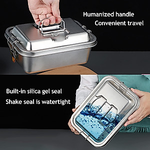 Stainless Steel Bento Lunch Box Salad Sandwich Pasta Bento Containers 2 Tier Leak Proof with Clip Locks Perfect for Freezer-Safe/Leakproof Meal Prep/Snack Container for Adults