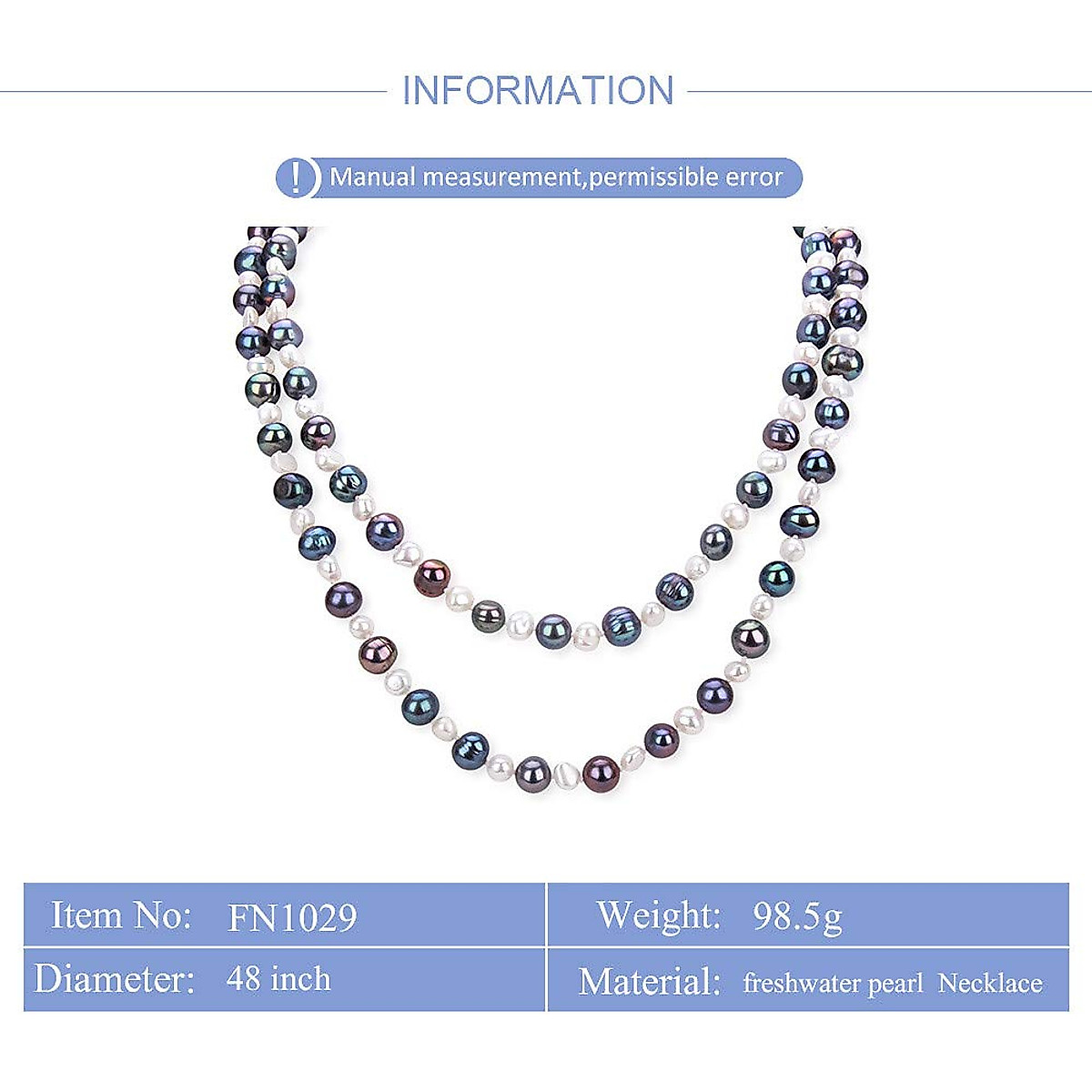 LGSY 7-8mm White Black Freshwater Cultured Pearl Necklace for Women's Pearl Strand Necklaces