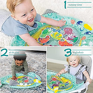 Infantino Wee Wild Ones Pat & Play Water Mat - Narwhal Themed Water mat for Infants and Older Babies, for Tummy time and Sensory Play