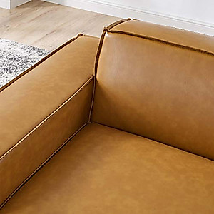 Modway Restore Vegan Leather Left-Arm Sectional Sofa Chair in Tan
