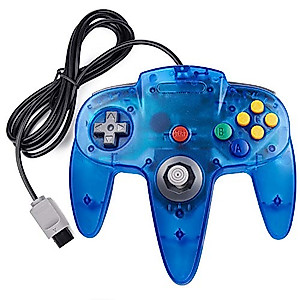 KIWITATA Classic N64 Controller, Retro N64 Wired Game Pad Joystick Remote Controller for N64 System Video Games Console Clear Blue