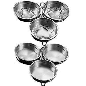 Stainless Steel Egg Poacher, 3-Cup Poached Egg Cooker, Nonstick Egg Poacher Cups, Egg Poaching Pan with Rack and Anti-Scalding Handle for Microwave Oven Stovetop, Heart-shape, Egg Poacher Pan