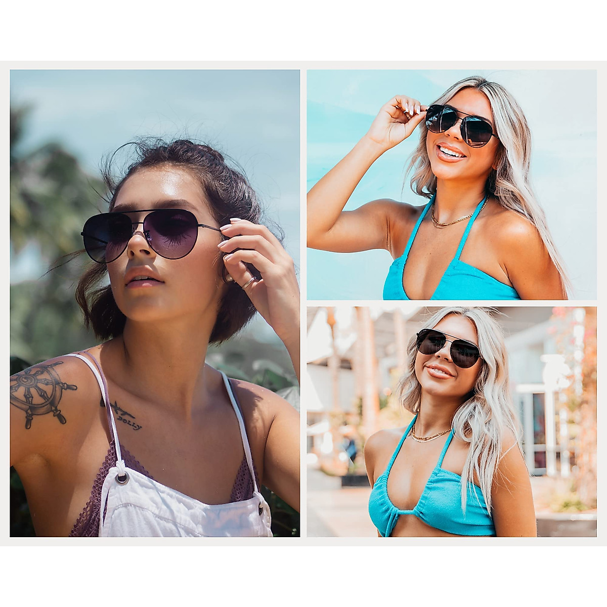 WearMe Pro - Oversized Aviator Sunglasses, Gradient Black - Large UV Protection Lenses