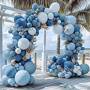 Dusty Blue Balloon Arch Kit - Double Stuffed Dark Blue Baby Blue Balloon Garland Pastel Dark Teal Light Blue Latex Balloons for Baby Shower Birthday Wedding Graduation Party Decoration