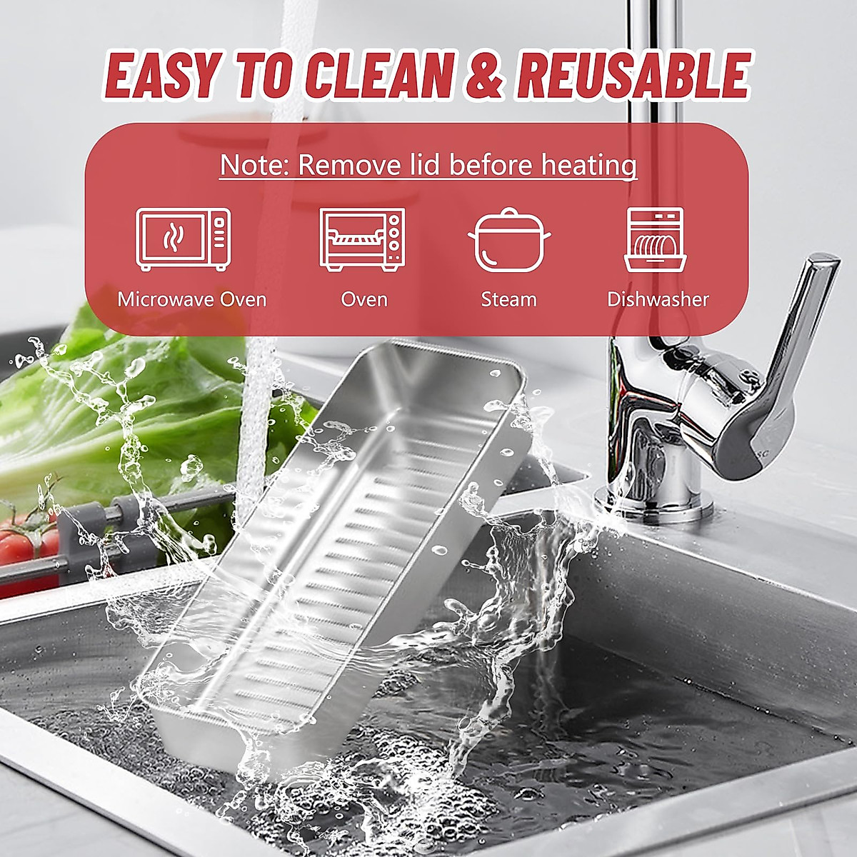 2 Pcs Cheese Container,Deli Meat Storage for Refrigerator,304 Stainless Steel Airtight Deli Meat Container,Food Storage Containers,Fridge Organizers and Storage with Lids Stackable (26.5*10*4.6cm)