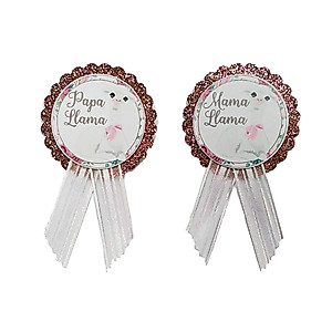 Llama Mama Mommy to Be & Papa Daddy to Be Pin Baby Shower Pin for parents to wear, White & Rose Gold Gold, It's a Girl, It's a Boy Baby Sprinkle