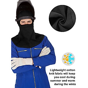 2 Pieces Flame Resistant Balaclava Neck Full Face Mask Cover Hood Balaclava Mask Fire Resistant Balaclava Hood Men's Balaclavas for Head Welding Firefighter Working Hunting Black