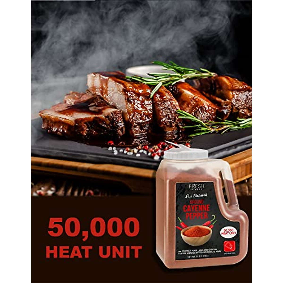 Cayenne Pepper Powder Bulk 5 LB All Natural Red Pepper Spice 50,000 SHU Heat, Commercial and Home Cooking