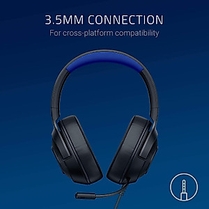 Razer Kraken X Ultralight Gaming Headset: 7.1 Surround Sound - Lightweight Aluminum Frame - Bendable Cardioid Microphone - for PC, PS4, PS5, Switch, Xbox One, Xbox Series X|S, Mobile - Black/Blue