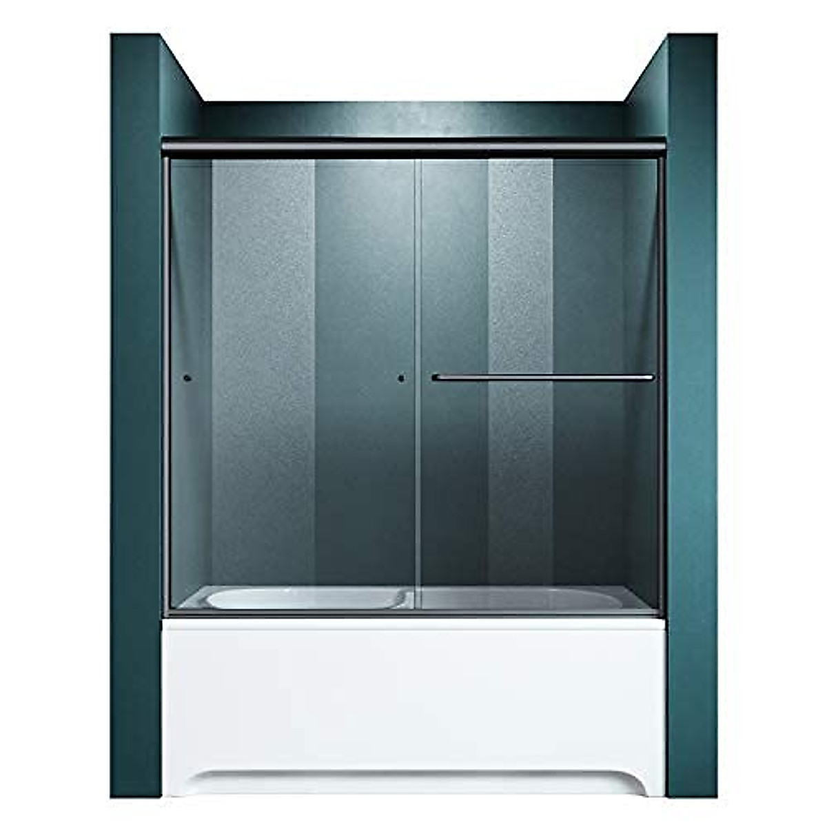 ELEGANT Bathtub Sliding Shower Door 60" W x 62" H Double Glass Tub Enclosure Shower Door,1/4 in. Clear Glass Tub Shower Doors，Black Hardware