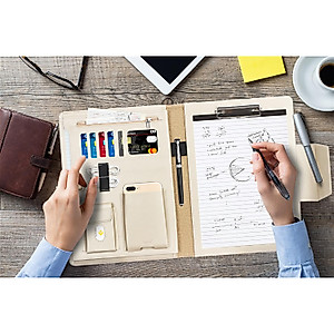 Toplive Padfolio Portfolio Case, Conference Folder Executive Business Padfolio with Document Sleeve,Letter/A4 Size Clipboard,Business Card Holders, Portfolio Padfolio for Women/Men,Black