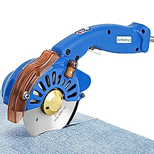 BAOSHISHAN Electric Fabric Rotary Cutter Speed Adjustable Fabric Scissors 100mm/4inch Round Blade 27mm/1.06inch Thickness Cutting Machine for Multilayer Fabric Leather Cloth Carpet (Blue)