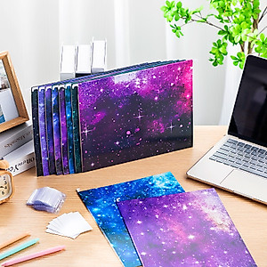 30 Pcs Galaxy Hanging Folders with Foil Stamping Process, Including Adjustable Tabs and Inserts, Letter Size Decorative Hanging File Cabinet Inserts Organizer for Desk Office School