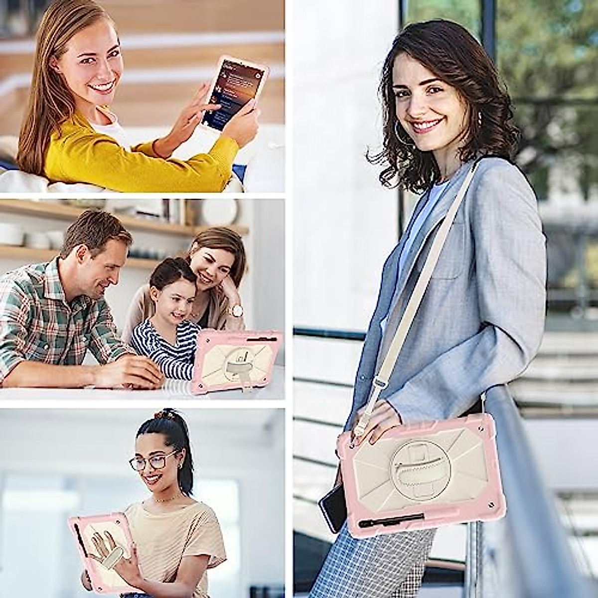 Tablet PC Case Compatible with Samsung Galaxy Tab S7 Plus 12.4 T970/T975/T976B(2020)/S7 FE 12.4 T730/T733/T736B (2021) Case,Heavy Duty Full Protective Shockproof Case W 360 Degree Rotating Multi-Funct