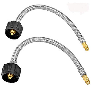 Stanbroil 2PCS 12" RV Stainless Steel Braided Propane Pigtail Hose for 2-Stage Auto Changeover Regulator, Type 1 Connection with 1/4" Male Inverted Flare