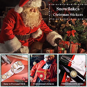 500 Pieces 1.5 Inch Snowflake Christmas Stickers Winter Holiday Stickers Xmas Stickers Black and Gold Snowflake Stickers Christmas Envelope Seals Decals for Christmas Party Favors Supplies Decoration